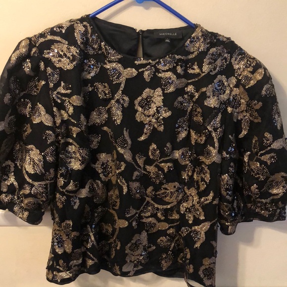 MAJORELLE | Tops | Majorrelle Metallic Top Puff Sleeves | Poshmark